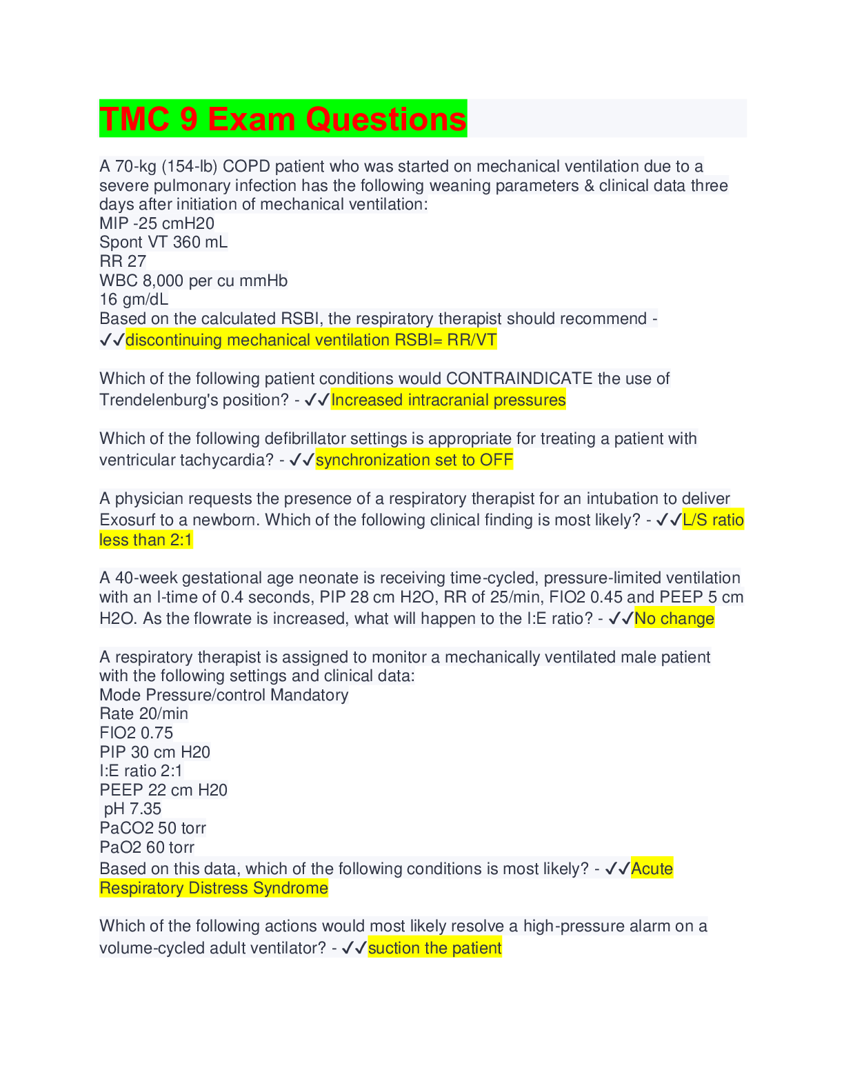 TMC 9 Exam Questions with all answers correct – Scholarfriends ...