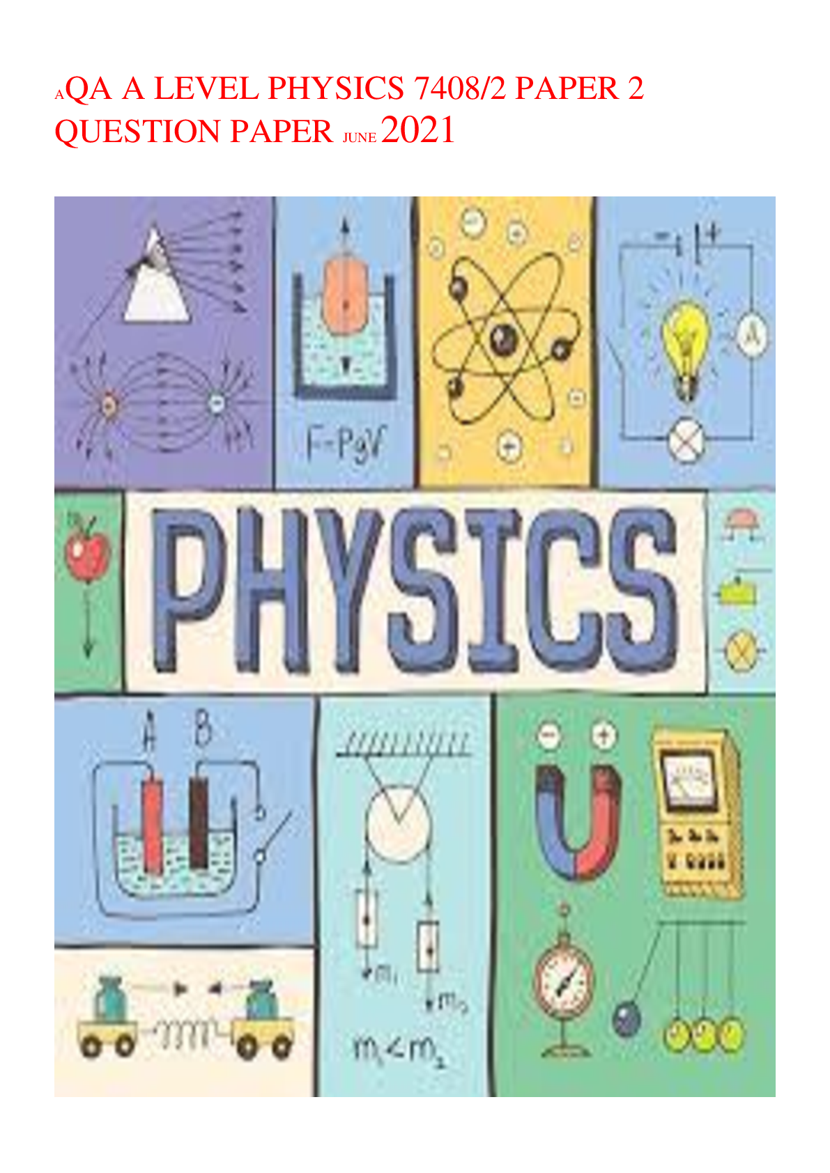 AQA A LEVEL PHYSICS 7408/2 PAPER 2 QUESTION PAPER JUNE 2021 ...
