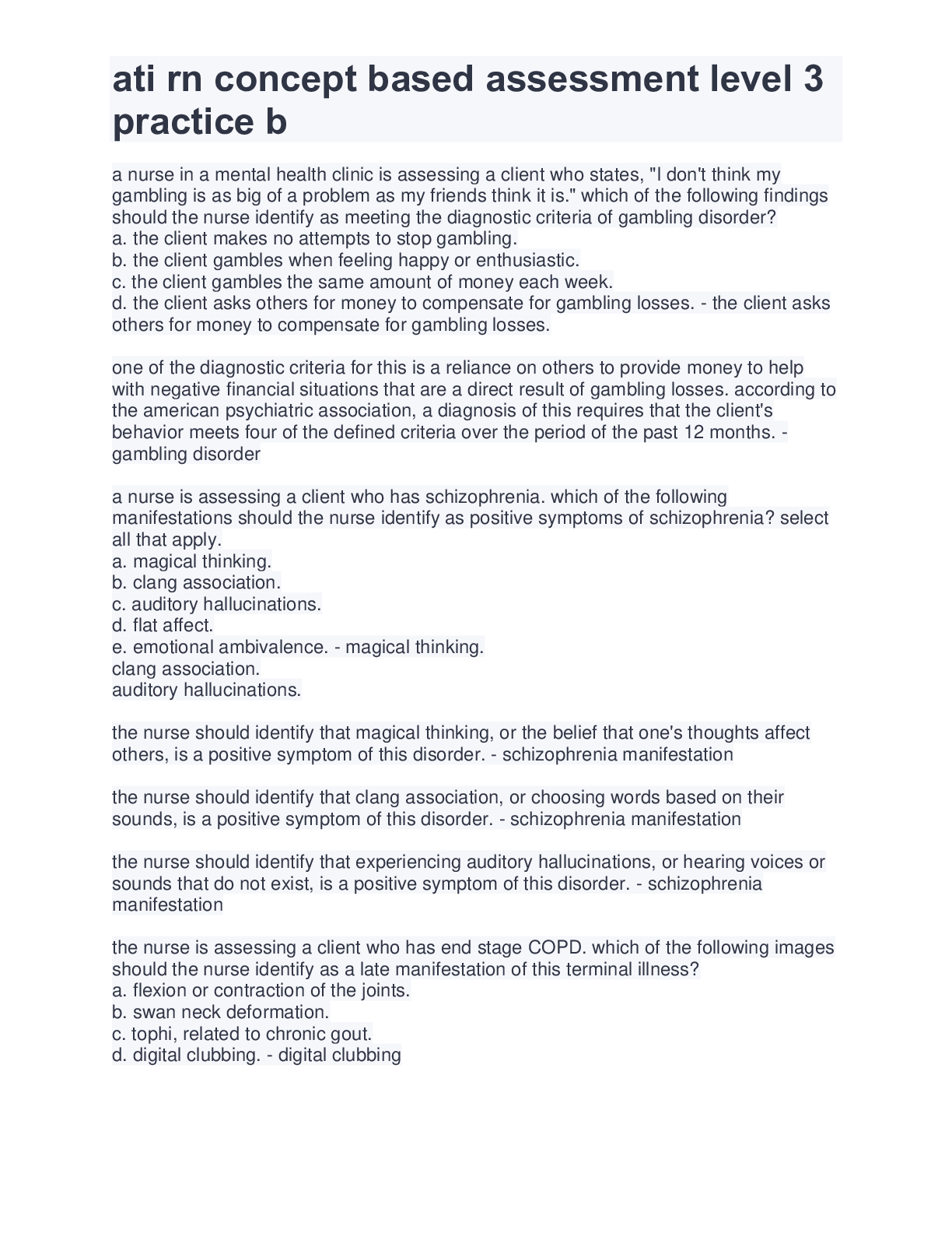 ati rn concept based assessment level 3 practice b - Scholarfriends