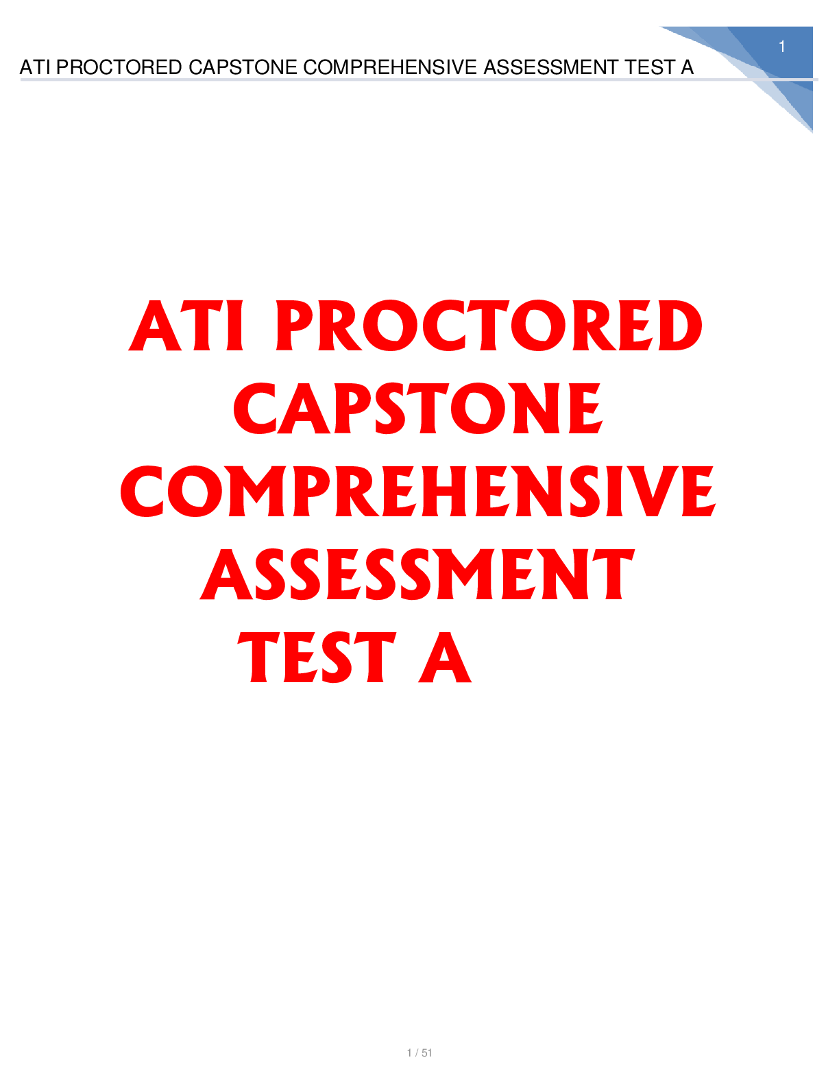 RN ATI capstone proctored comprehensive assessment 2019 A - Scholarfriends