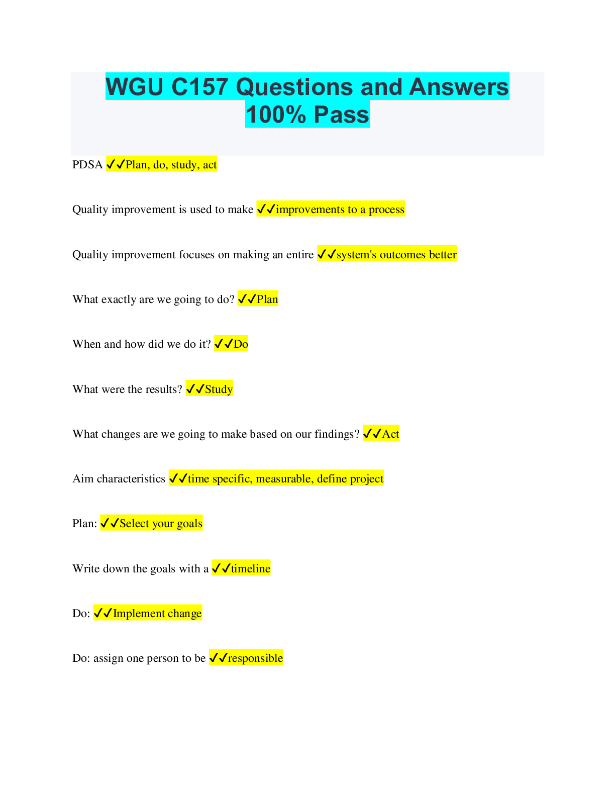 WGU C157 Questions and Answers 100% Pass - Scholarfriends
