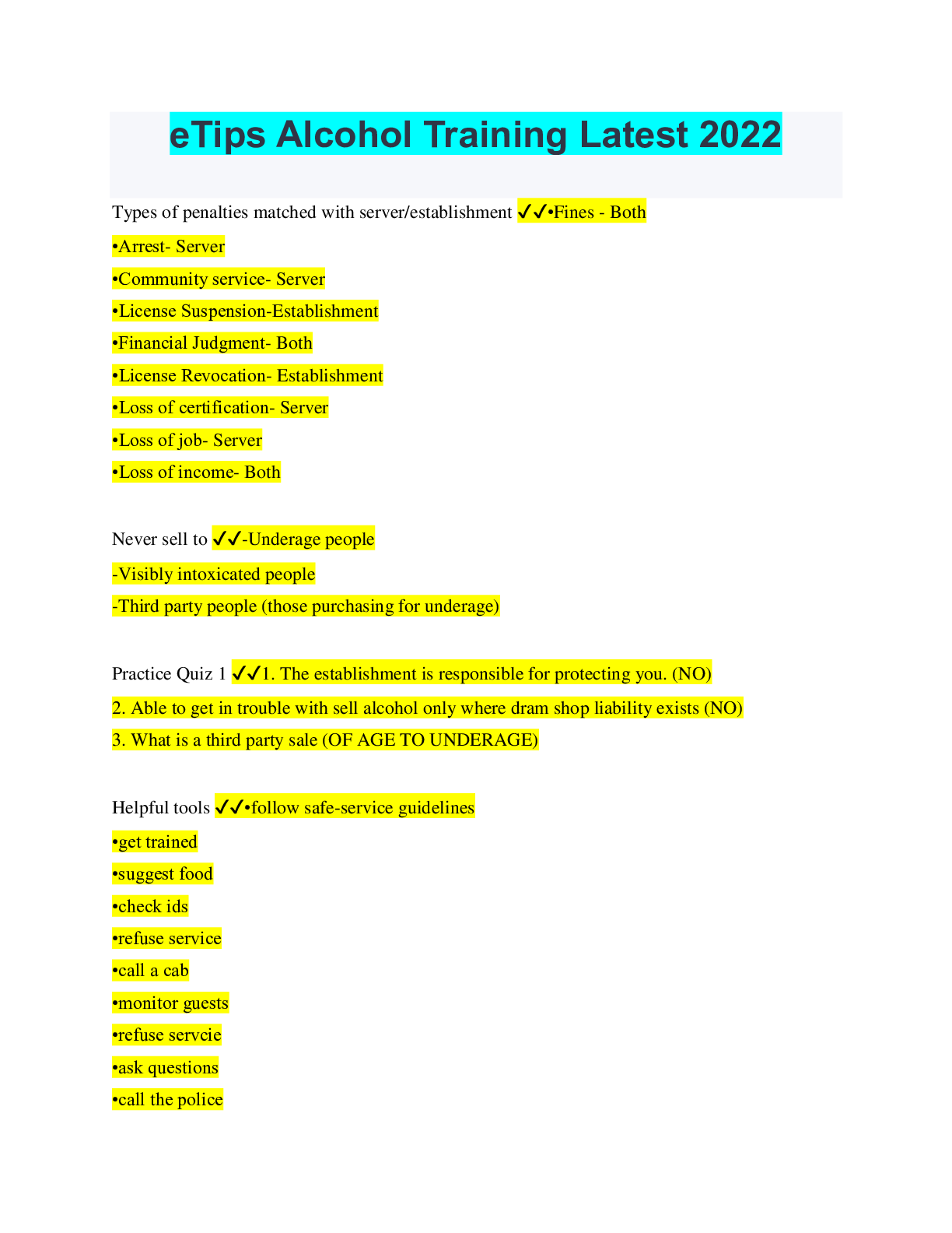 eTips Alcohol Training Latest 2022 - Scholarfriends