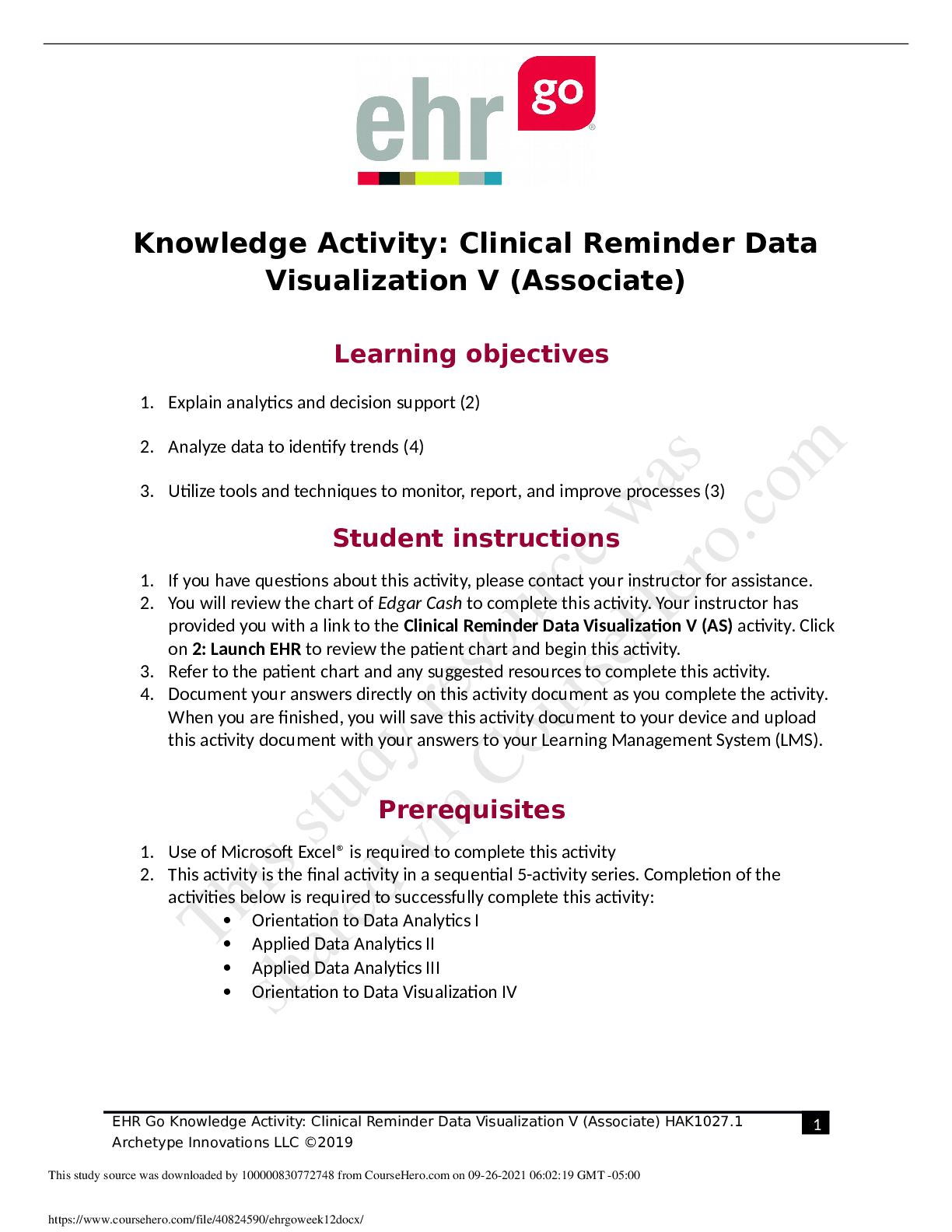 Knowledge Activity: Clinical Reminder Data Visualization V (Associate ...