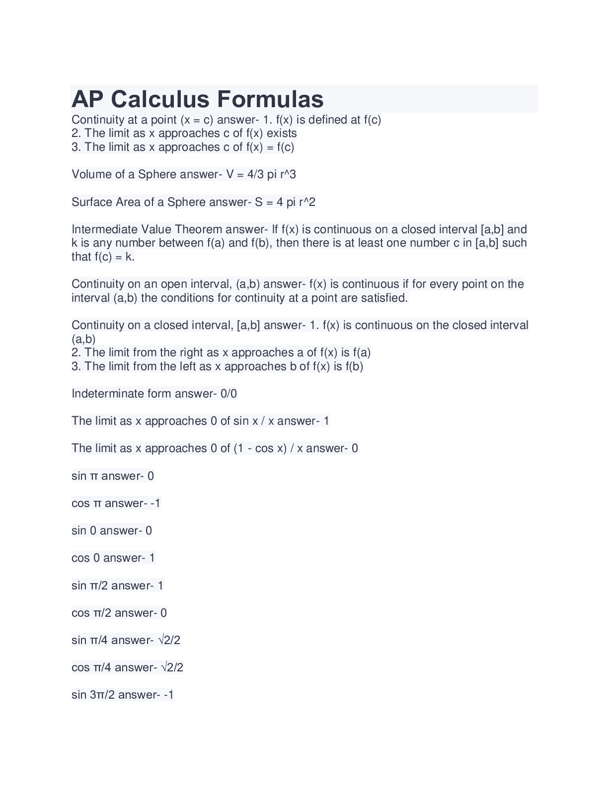 AP Calculus Formulas - Scholarfriends