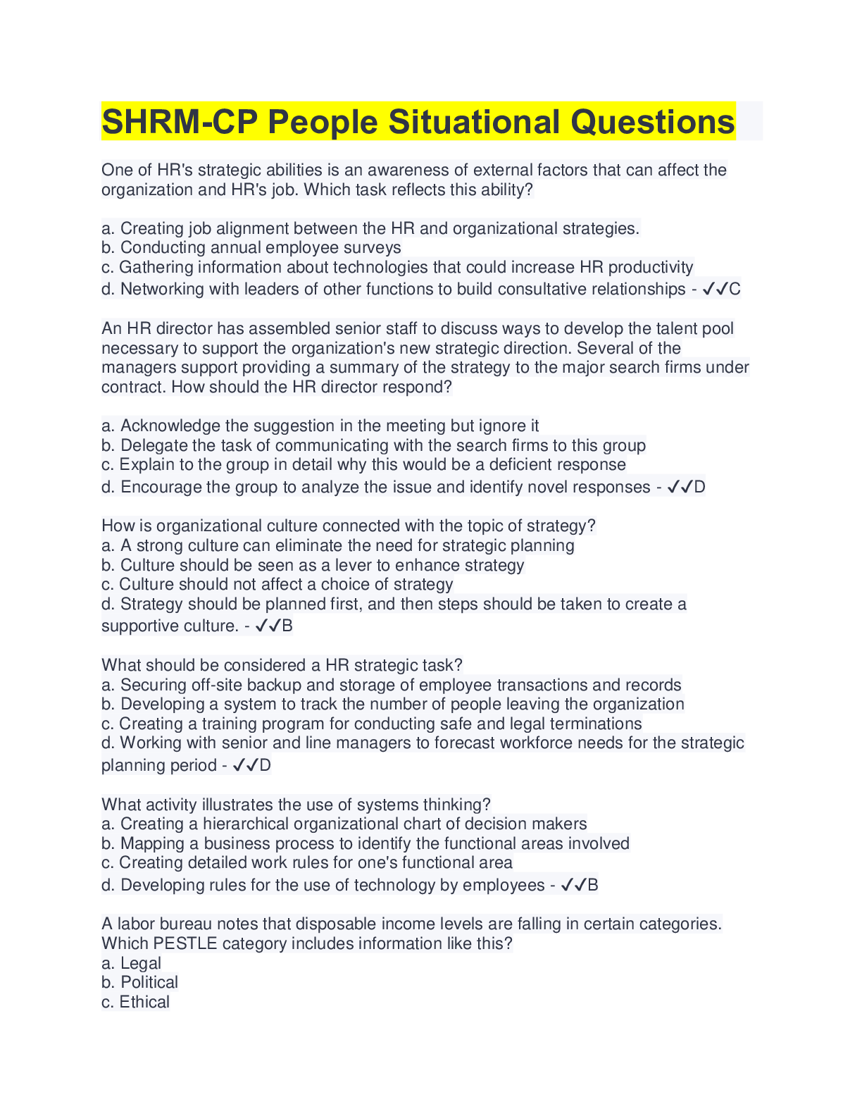 SHRM-CP People Situational Questions – Scholarfriends - Scholarfriends