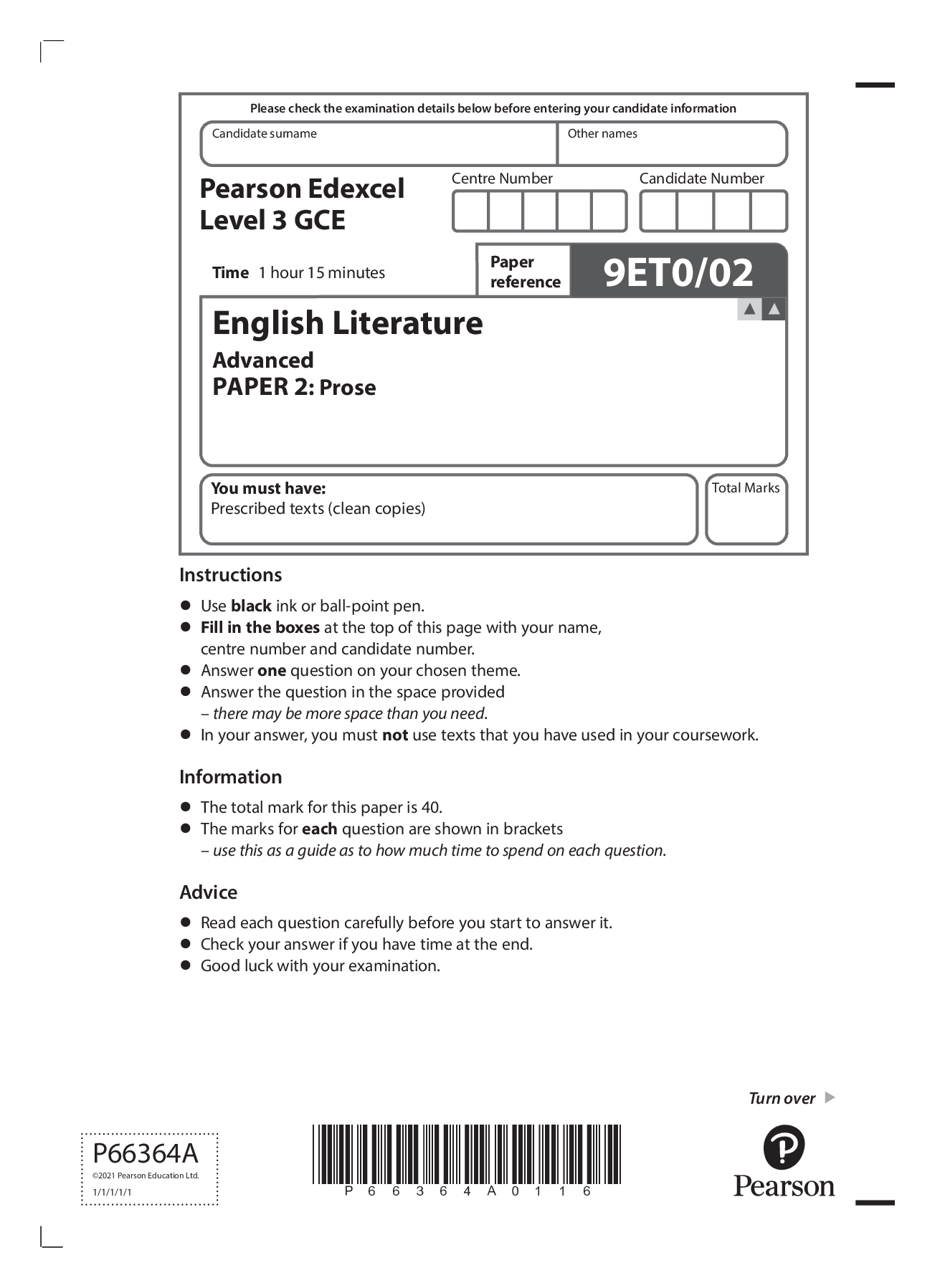 Pearson Edexcel GCE Advanced Level In English Language (9ET0) Paper 2 ...