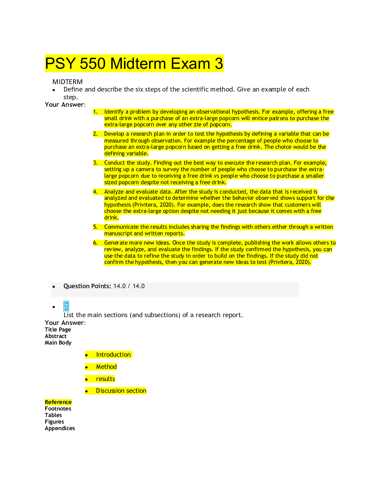 PSY 550 Midterm Exam 1(GRADED A) - Scholarfriends