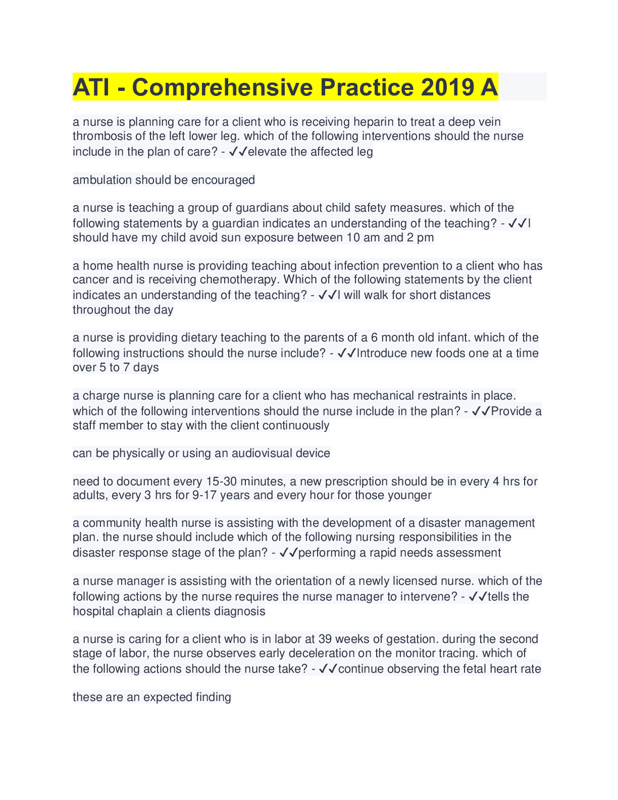ATI - Comprehensive Practice 2021 A ( with questions & verified answers ...
