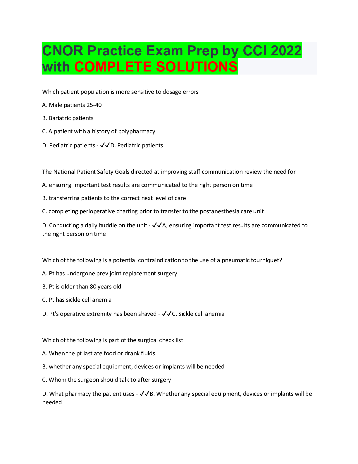 NOR Practice Exam Prep by CCI 2022 with COMPLETE SOLUTIONS - Scholarfriends