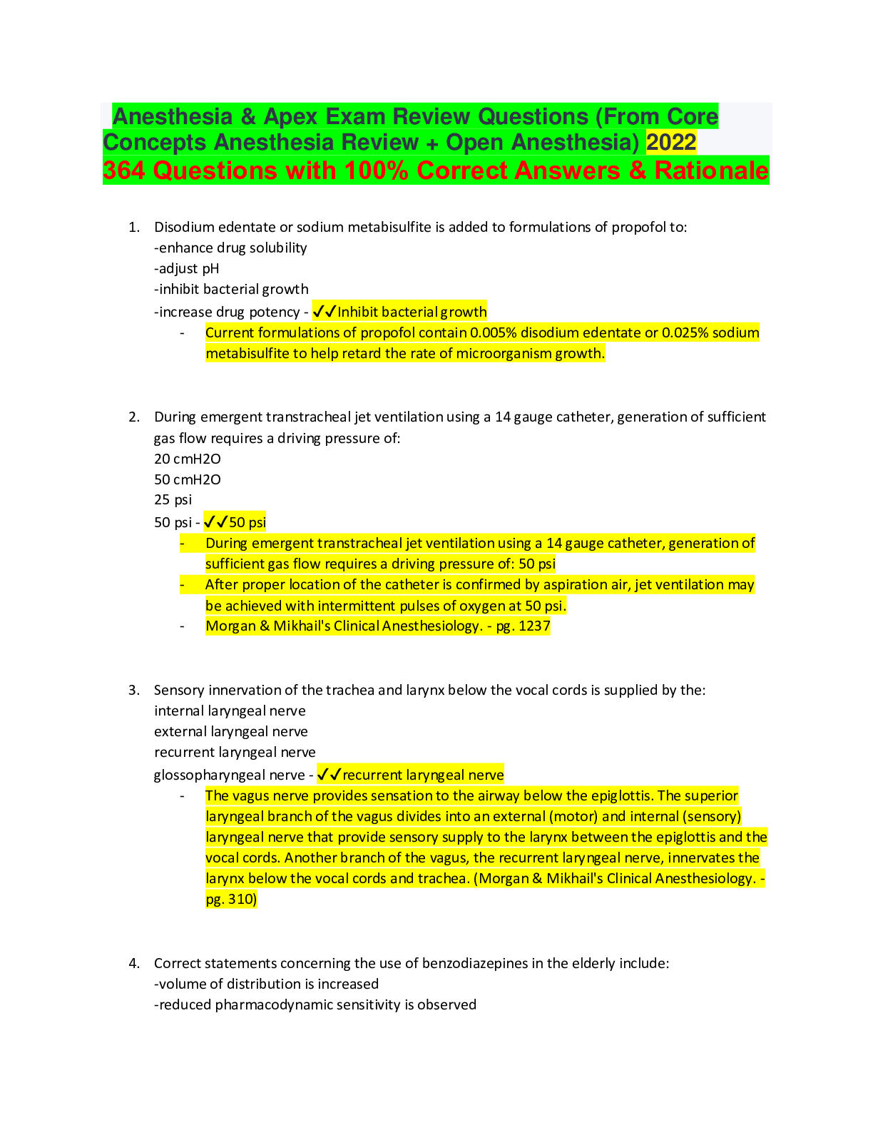 Anesthesia & Apex Exam Review Questions | From Core Concepts Anesthesia ...