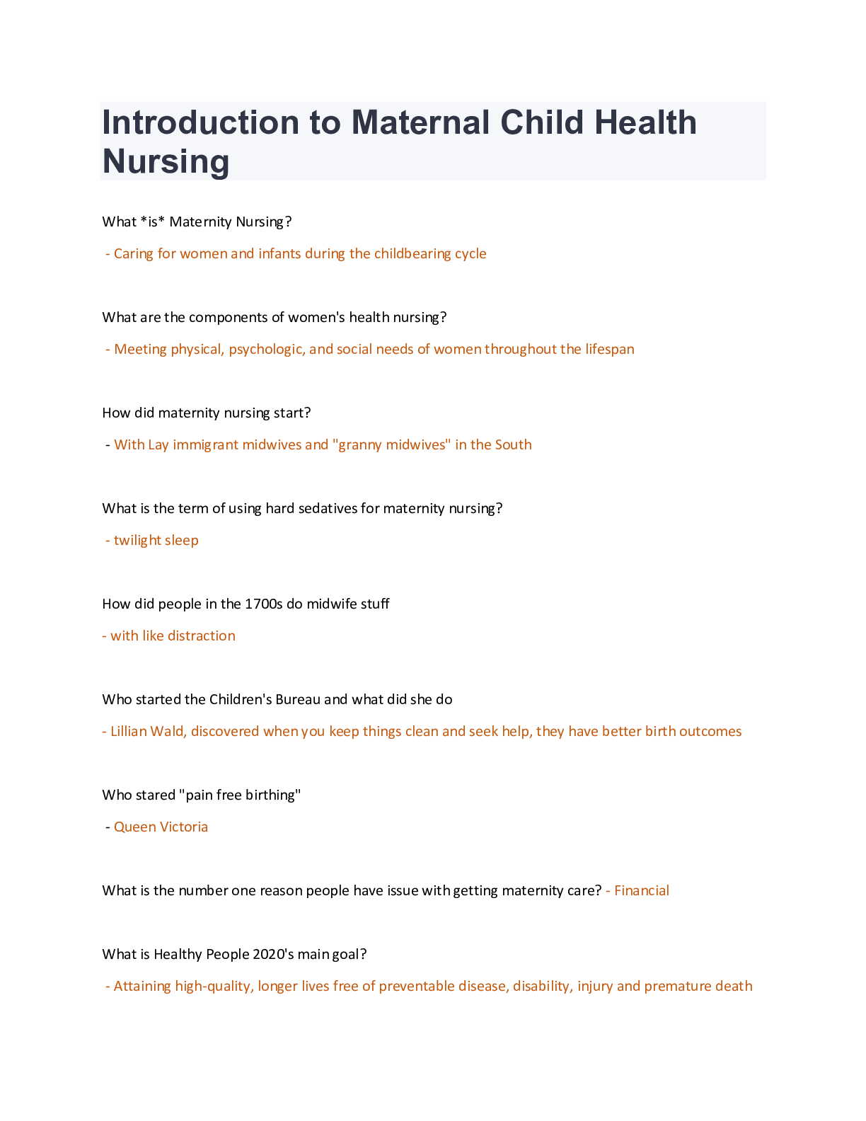 Introduction to Maternal Child Health Nursing – Scholarfriends ...