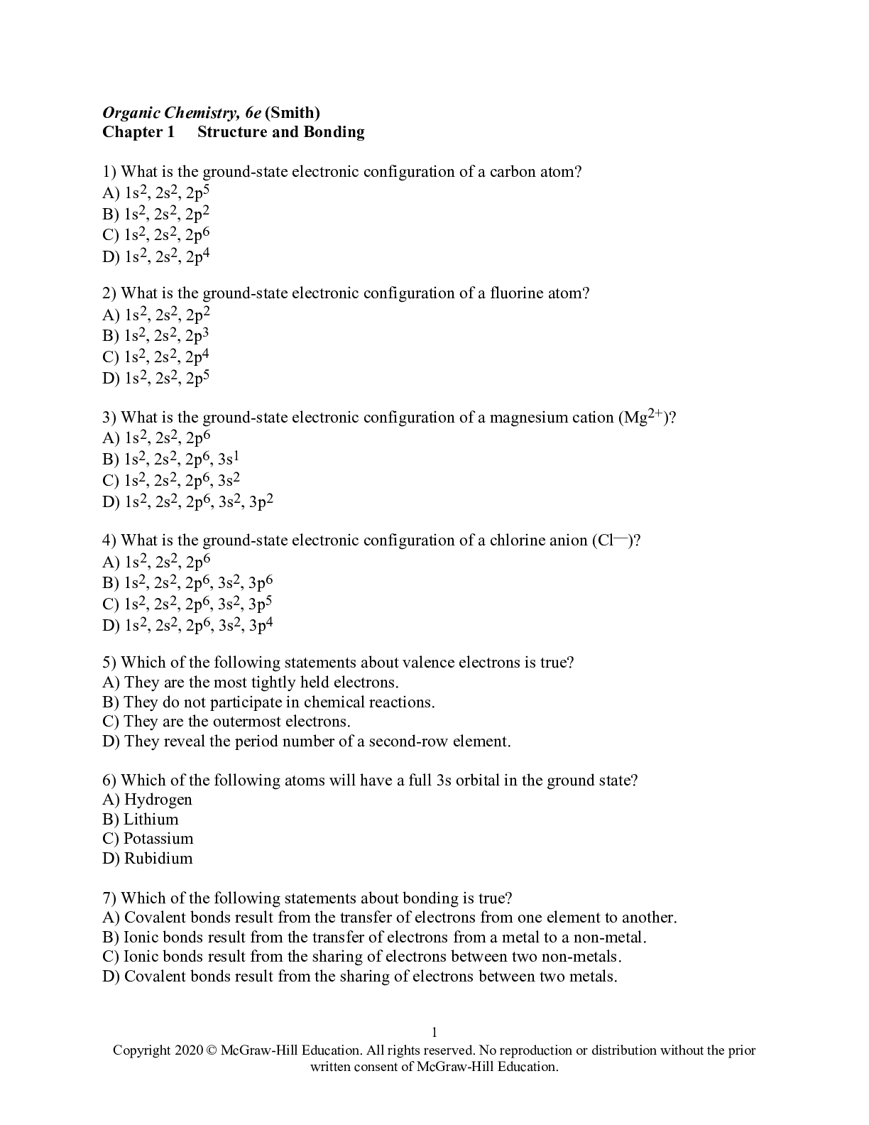 Organic Chemistry, 6th Edition by Janice Smith | TEST BANK - Scholarfriends