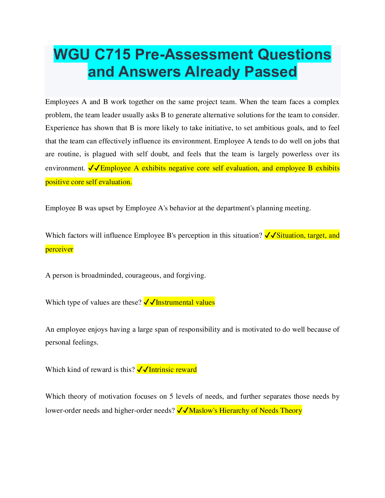 WGU C715 Pre-Assessment Questions and Answers Already Passed ...