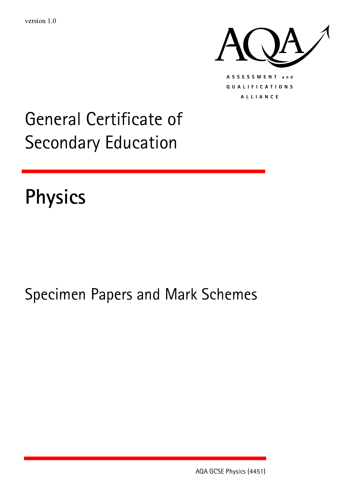 General Certificate of Secondary Education Physics Specimen Papers and ...